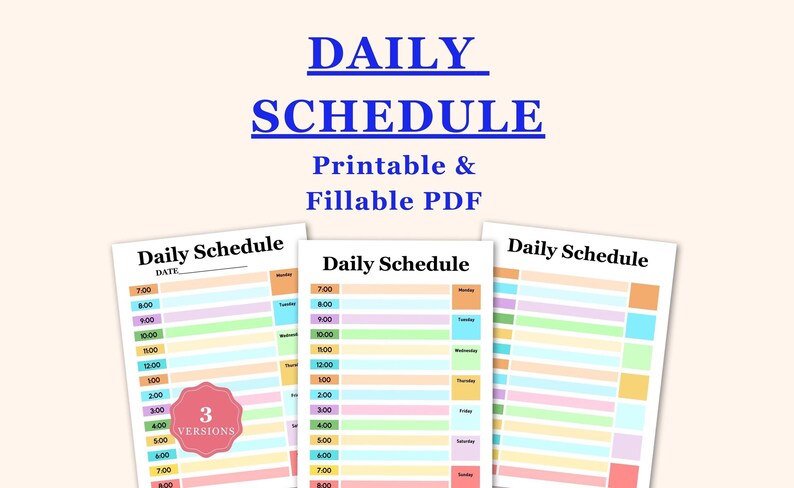 Daily Schedule - Fillable and Printable Pdf - Organize Your Day With ...