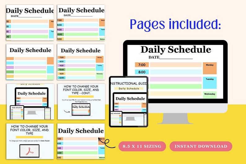 Daily Schedule - Fillable and Printable Pdf - Organize Your Day With ...