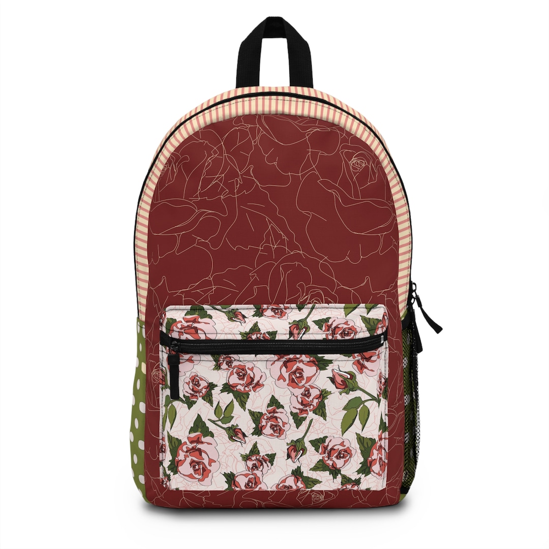 Hand Drawn Red Rose Backpack - Etsy