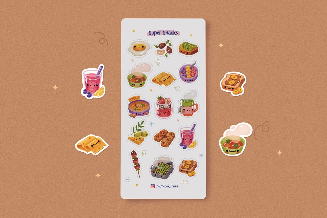 Sticker Sheet - Super Snacks | Stickers for Journaling and Planners - Etsy