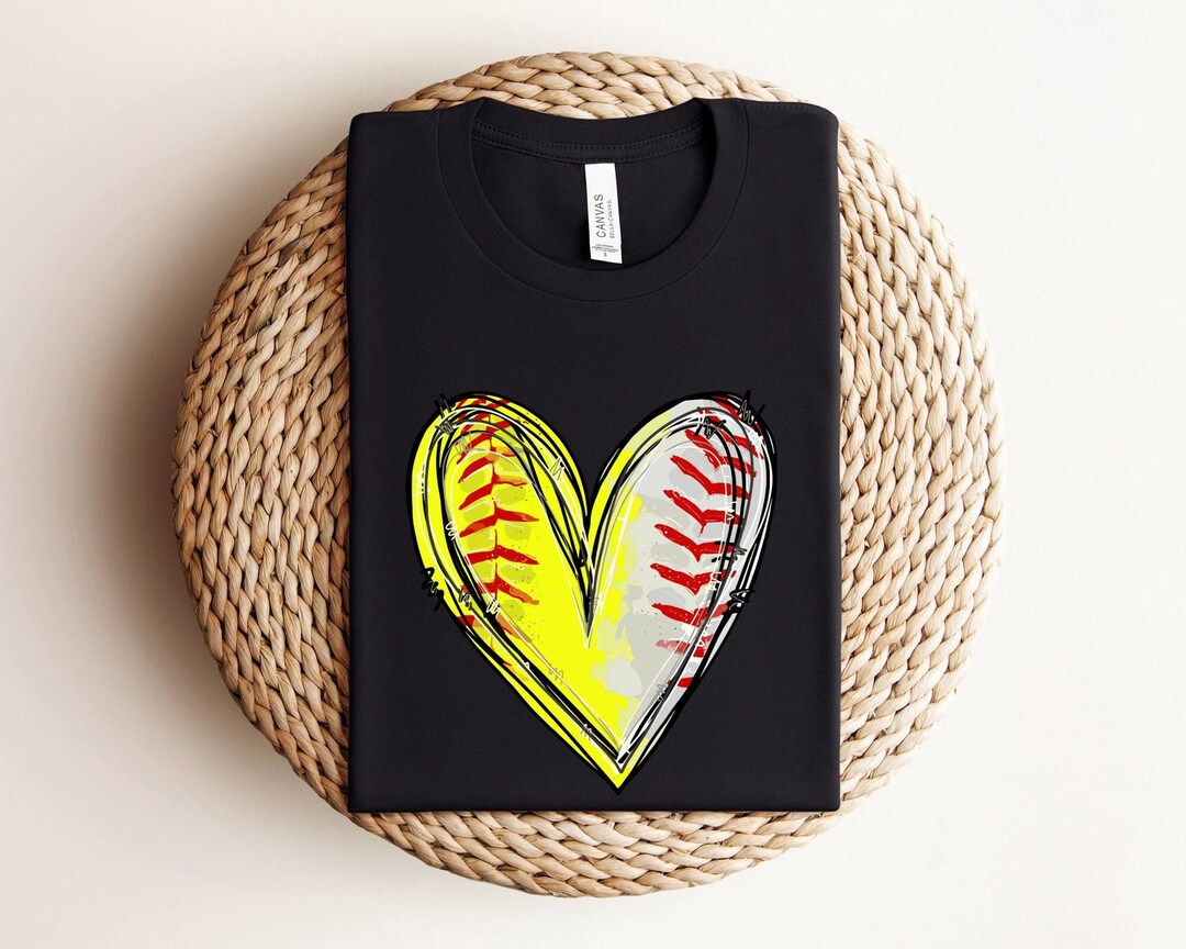 Distressed Softball Heart Shirt, Softball Shirt, Softball Heart Shirt ...