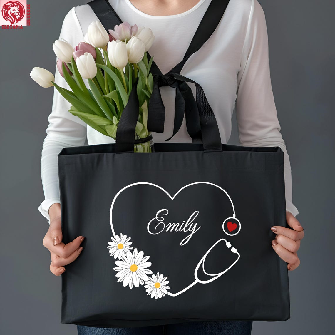 Custom Floral Nurse Tote Bag, Cute Nurse Tote Bag, Peds Nurse Life Tote ...