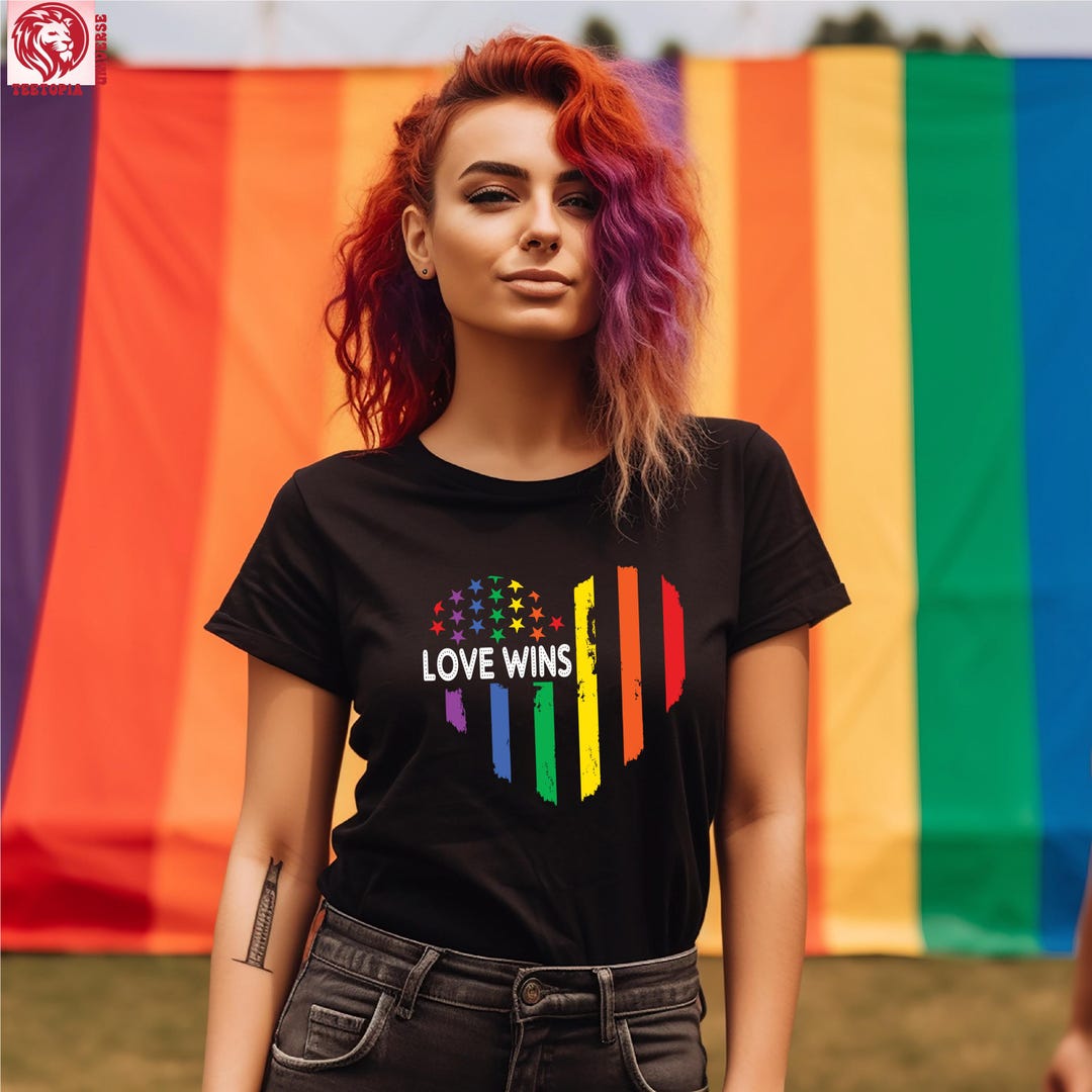 Love Wins Rainbow Heart Shirt, LGBTQ Pride Shirt, Kindness Equality ...