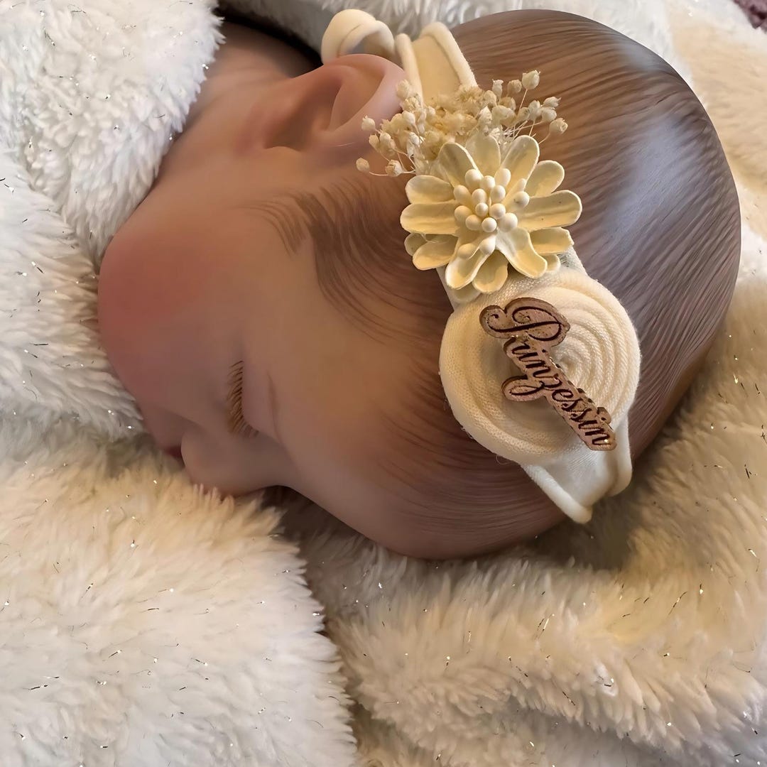 Cream-colored Hairband With Flower, Personalized Headband With Name ...