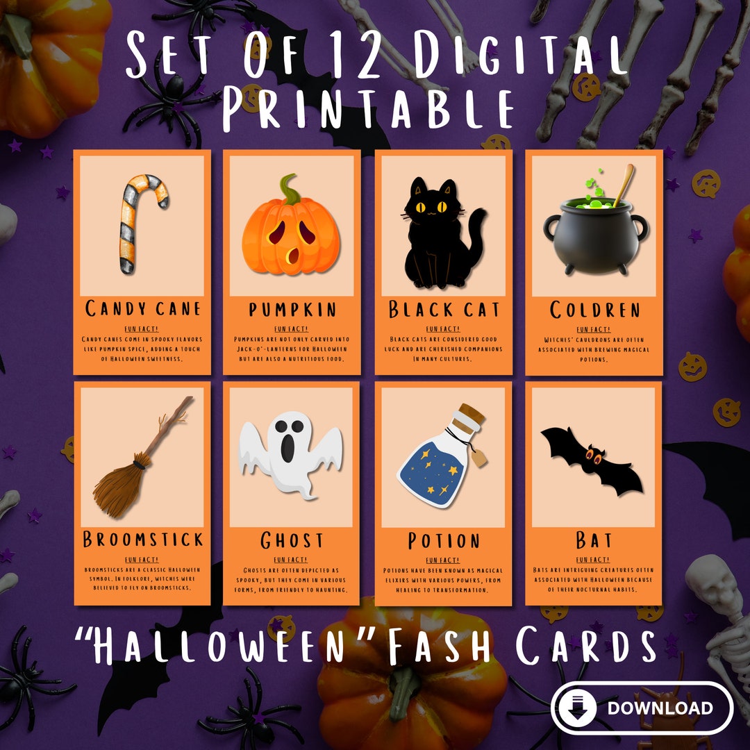 Digital Flashcards for Kids, Halloween Themed Flash Cards, Educational ...