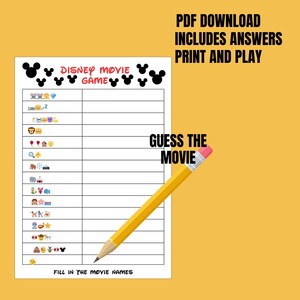Emoji Disney Movie Game, Guess the Disney Movie, Emoji Game, Party Game ...
