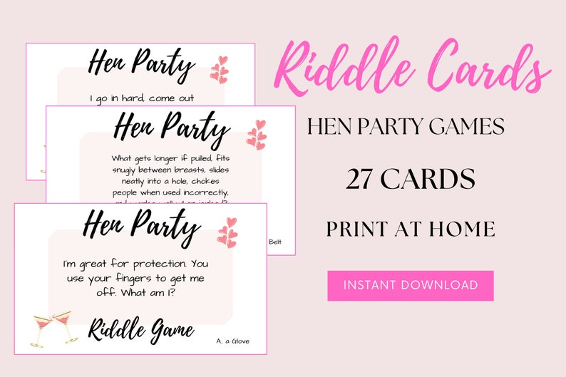 Riddle Hen Party Games, Girls Night Game. Party Games, Bachelorette ...
