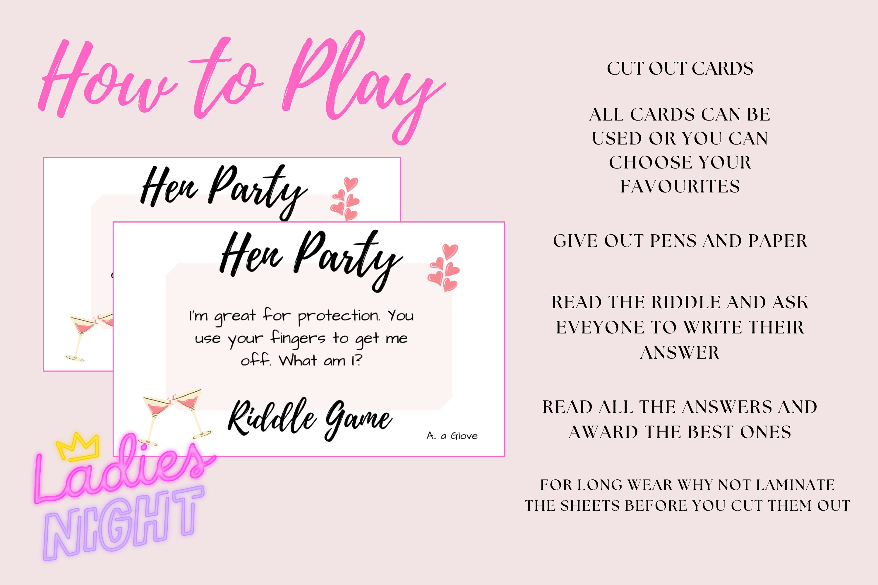 Riddle Hen Party Games Girls Night Game Party Games Bachelorette