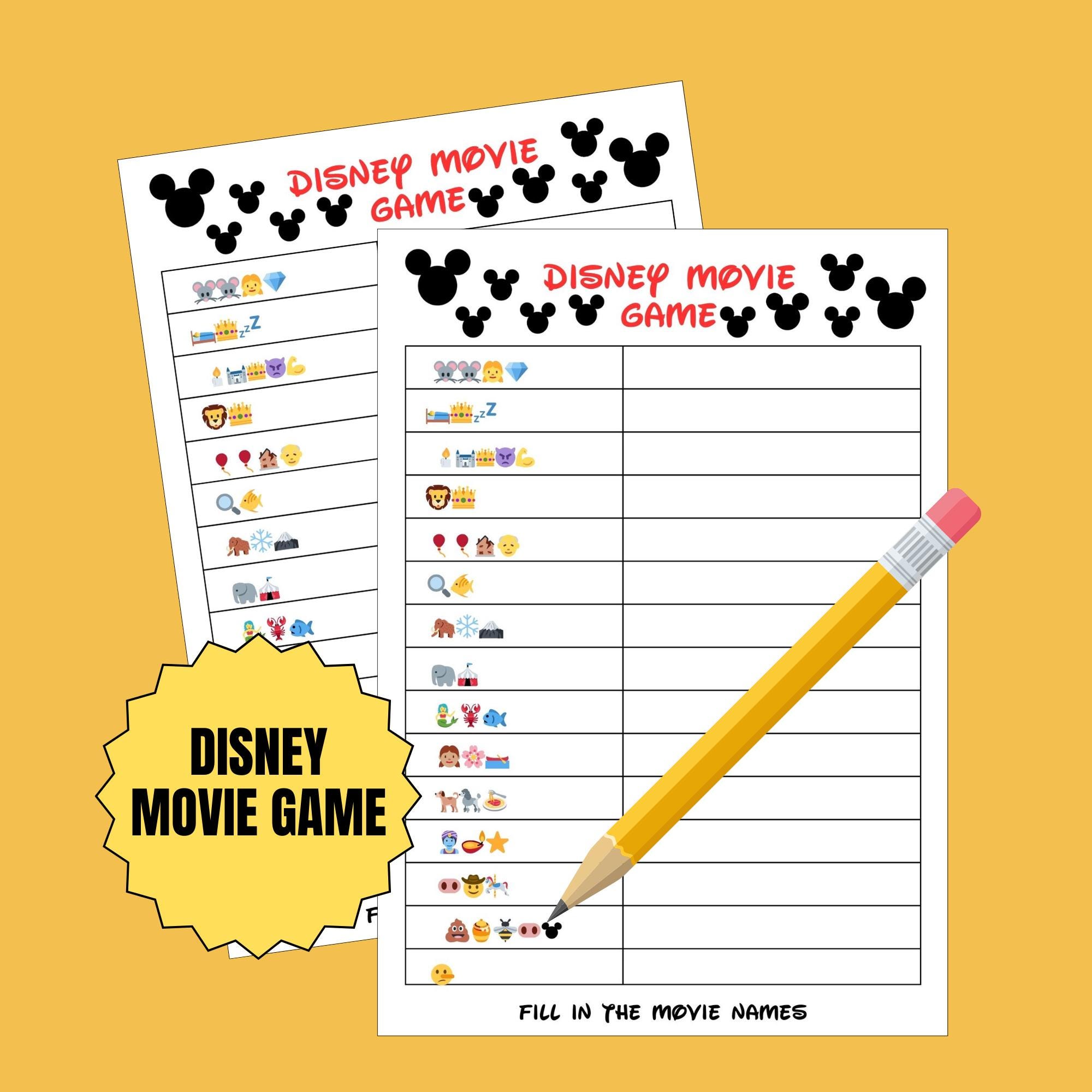 Emoji Disney Movie Game, Guess the Disney Movie, Emoji Game, Party Game ...