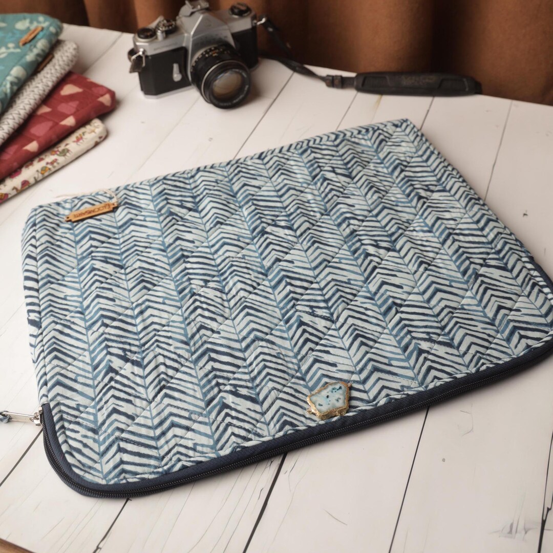 Blue Laptop Sleeve/personalized Laptop Sleeve/cotton Laptop Sleeve/14 X ...