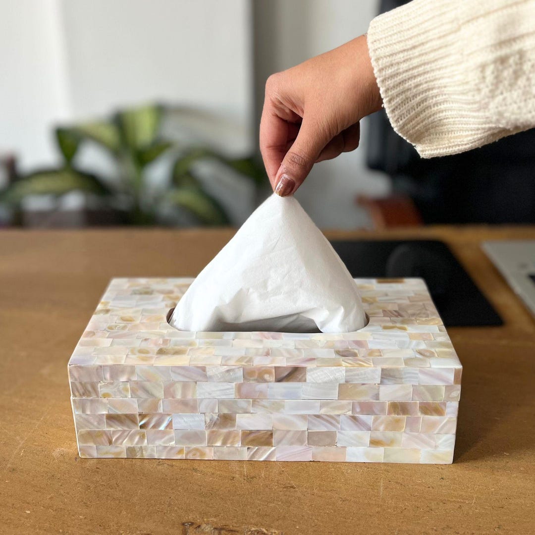 Mother of Pearl Tissue Box/mop Tissue Box Holder/natural Stone Tissue ...