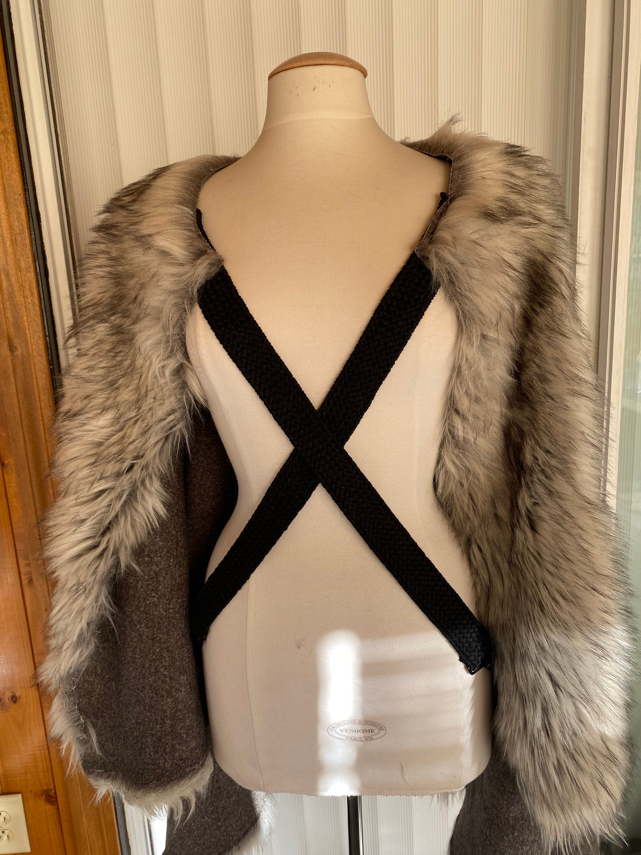 Faux Fur Cape Cross Chest Strap - Etsy