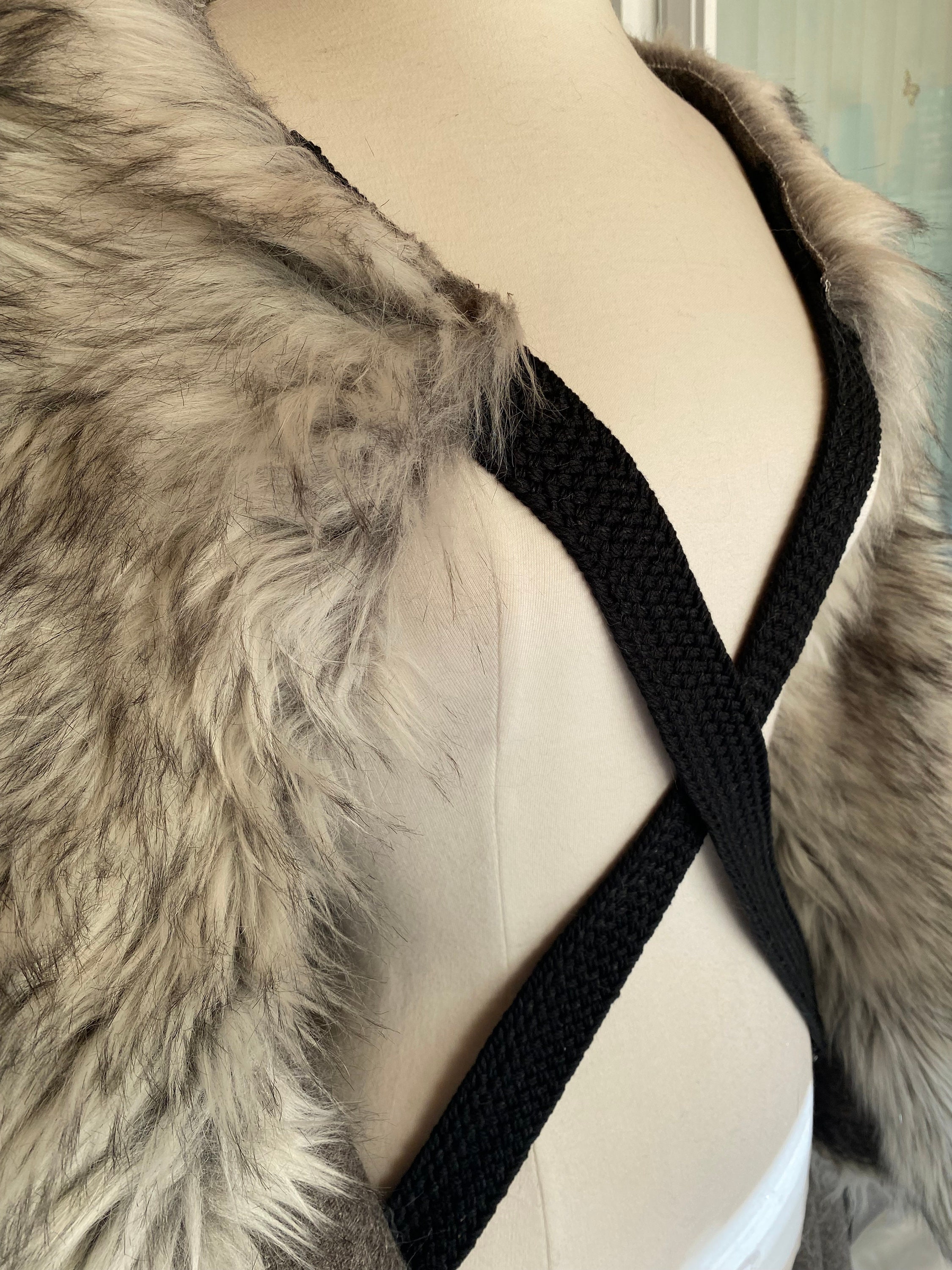 Faux Fur Cape Cross Chest Strap - Etsy