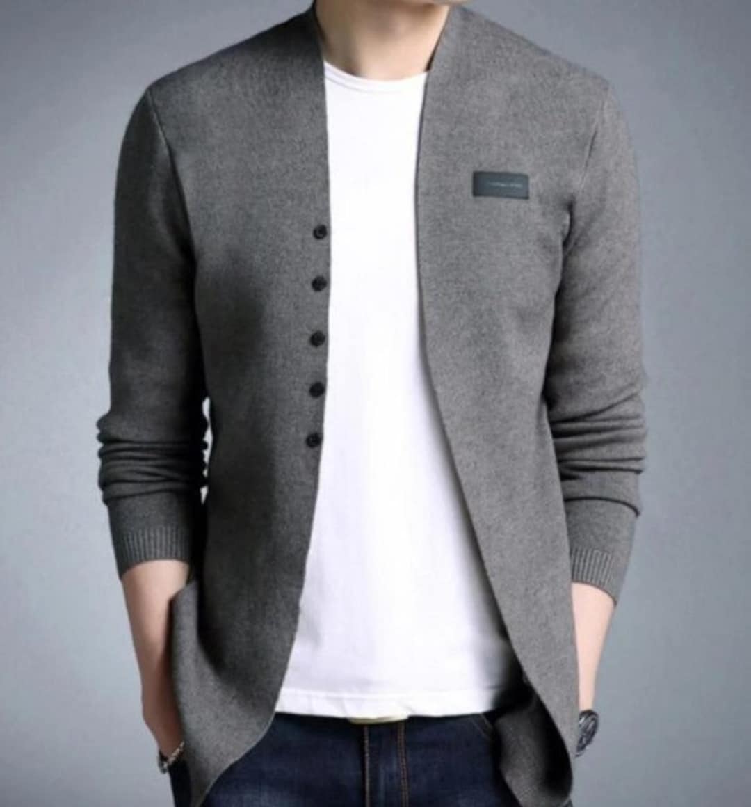 Mens Slim Fit Cardigan With Button Design - Etsy