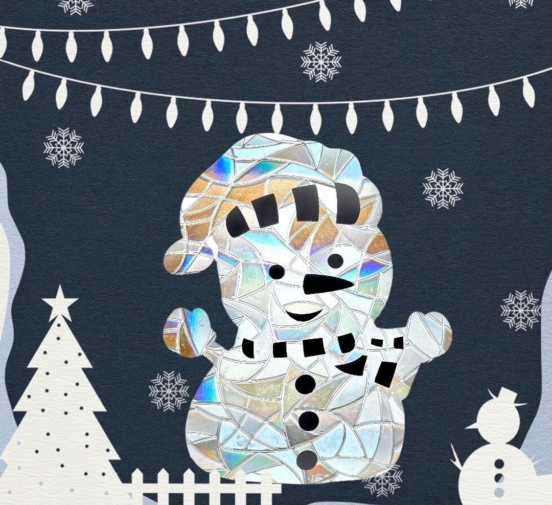 Snowman Sun Catcher // White Vinyl Details - Etsy