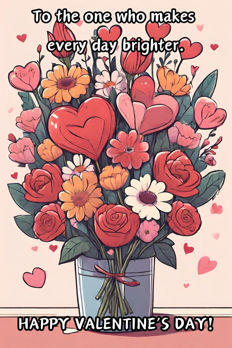 Love Blooms: Adorable Digital Printable Valentine's Day Cards to Share ...