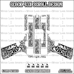 Glock 43x Scroll III Design With Stacked Lightburn File - Etsy
