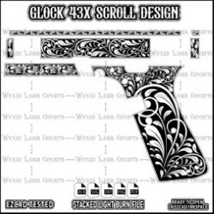 Glock 43x Scroll III Design With Stacked Lightburn File - Etsy