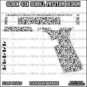 Glock 43x Scroll I Design With Stacked Lightburn File - Etsy