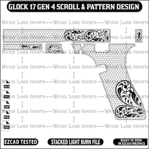 Glock 17 Gen 4 Scroll Design With Stacked Lightburn File - Etsy