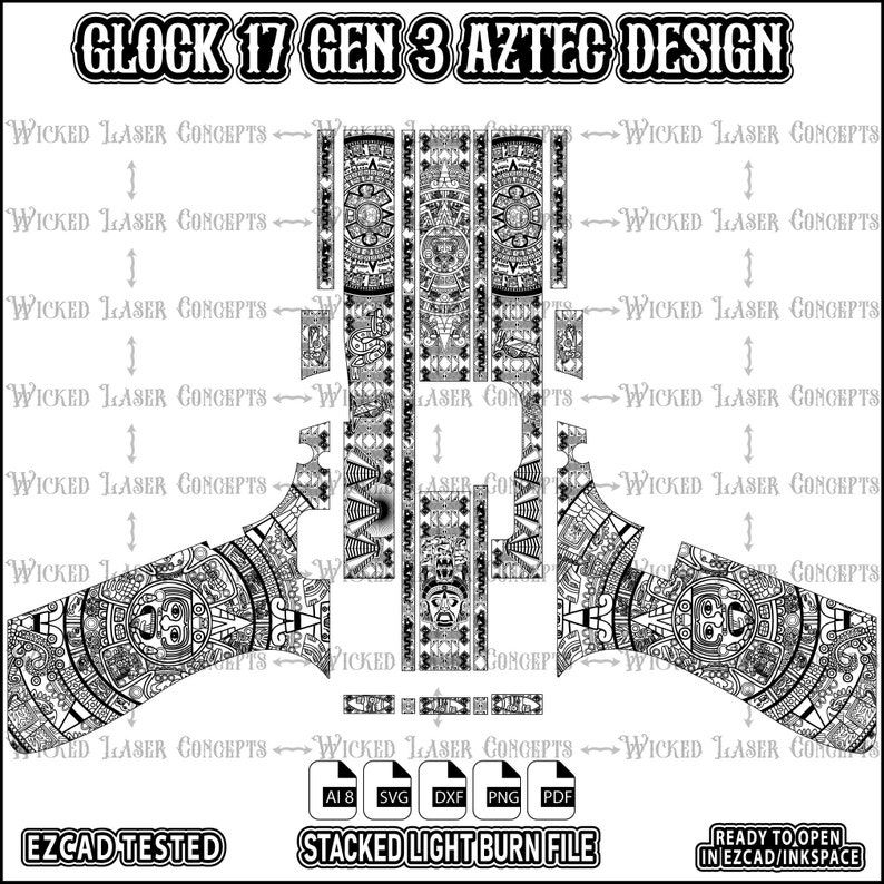Glock 17 Gen 3 Aztec Design III With Stacked Lightburn File - Etsy