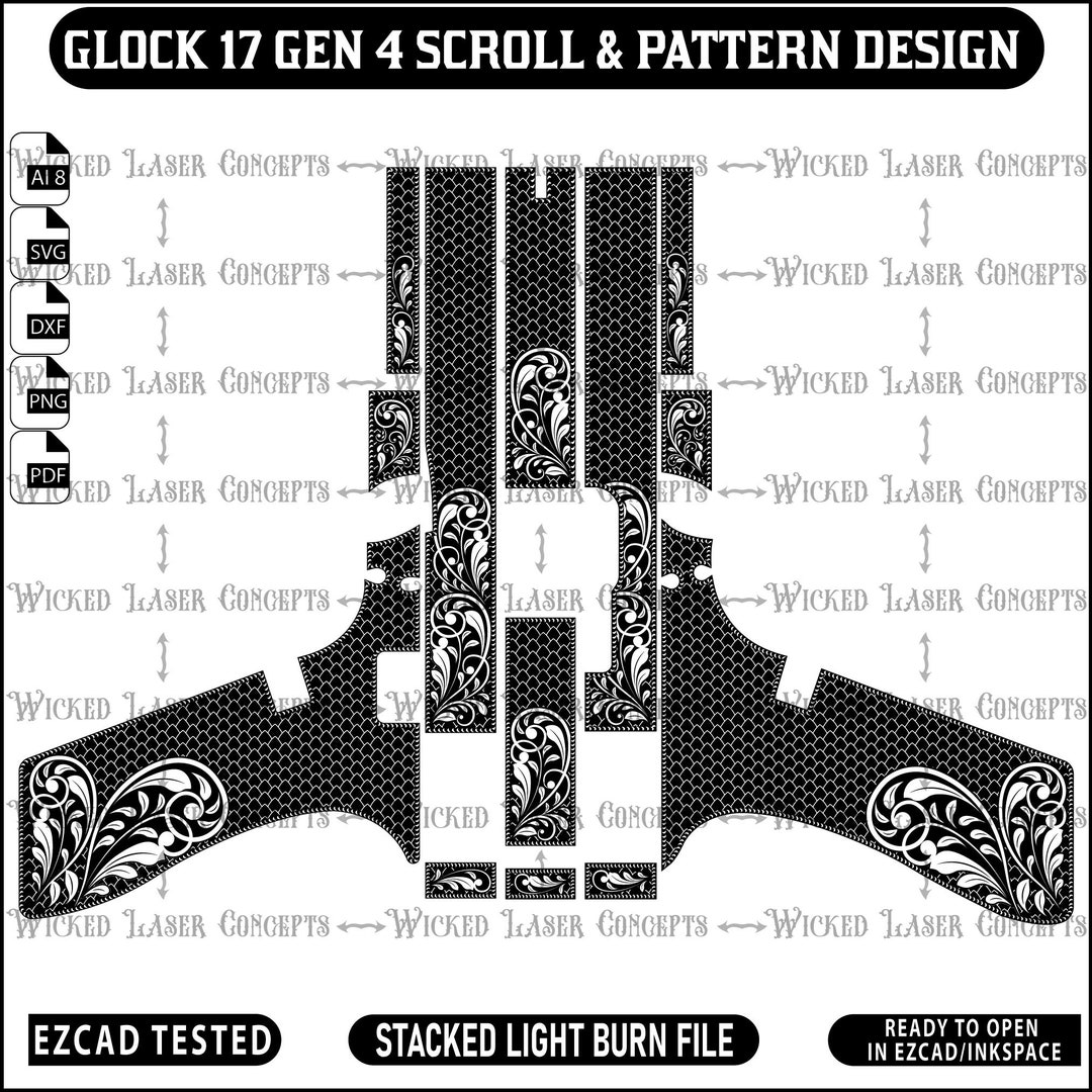 Glock 17 Gen 4 Scroll Design II With Stacked Lightburn File - Etsy