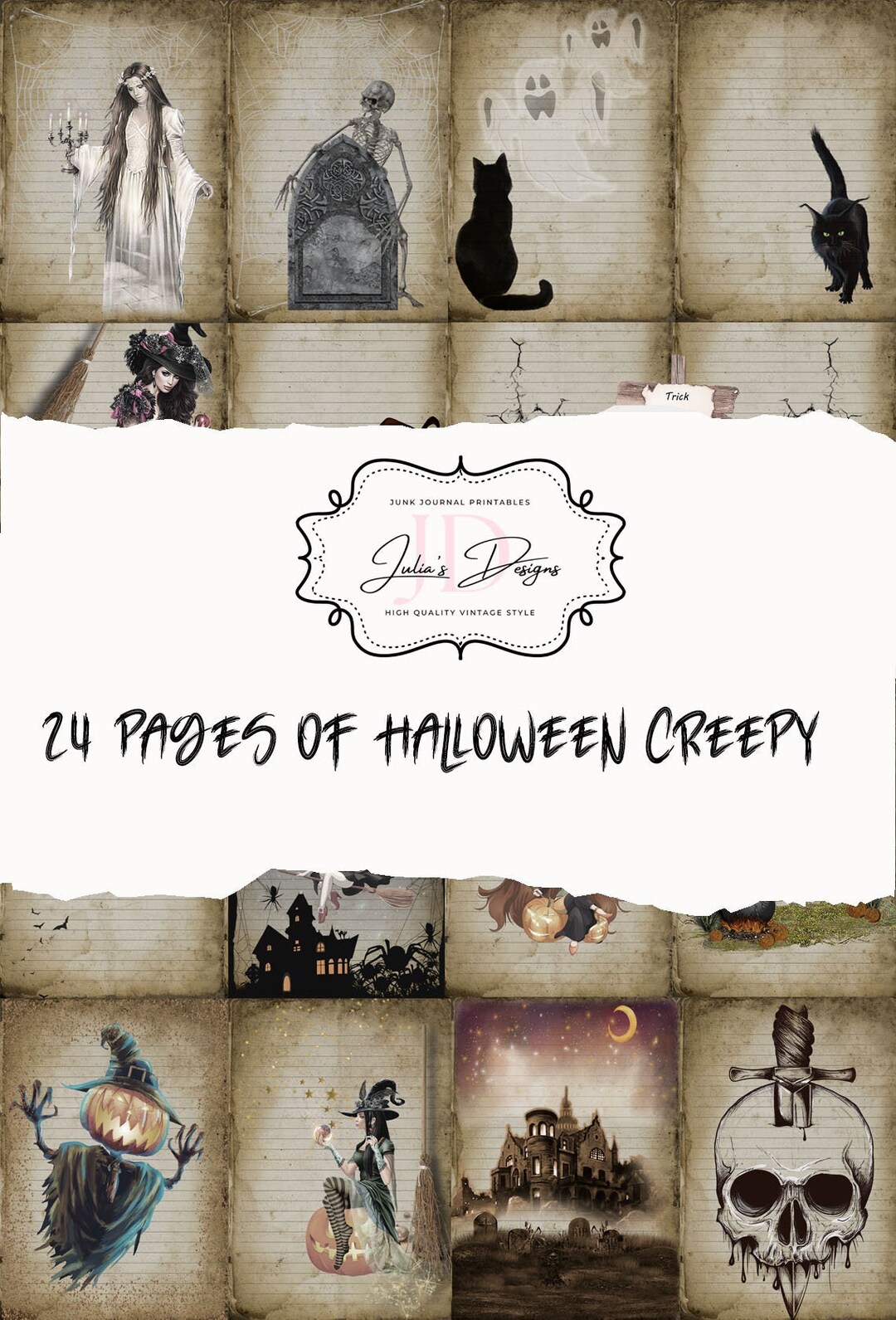 24 Pages of Halloween Creepy Printable for Your Junk Diary - Etsy