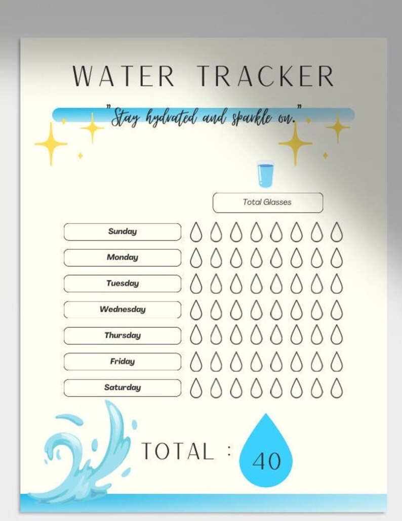Weekly Water Tracker Digital Download - Etsy