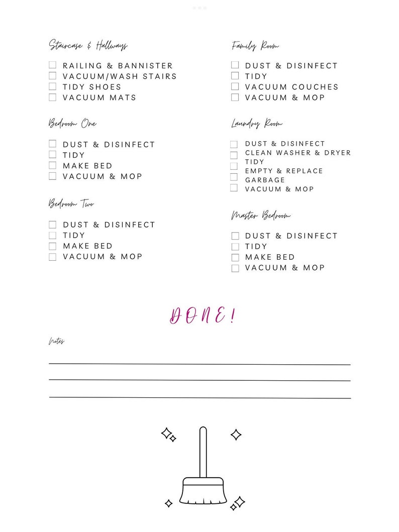 Printable Cleaning Checklist - Etsy UK
