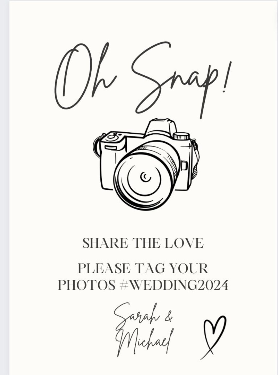 Oh Snap Wedding Social Media Sign - Etsy