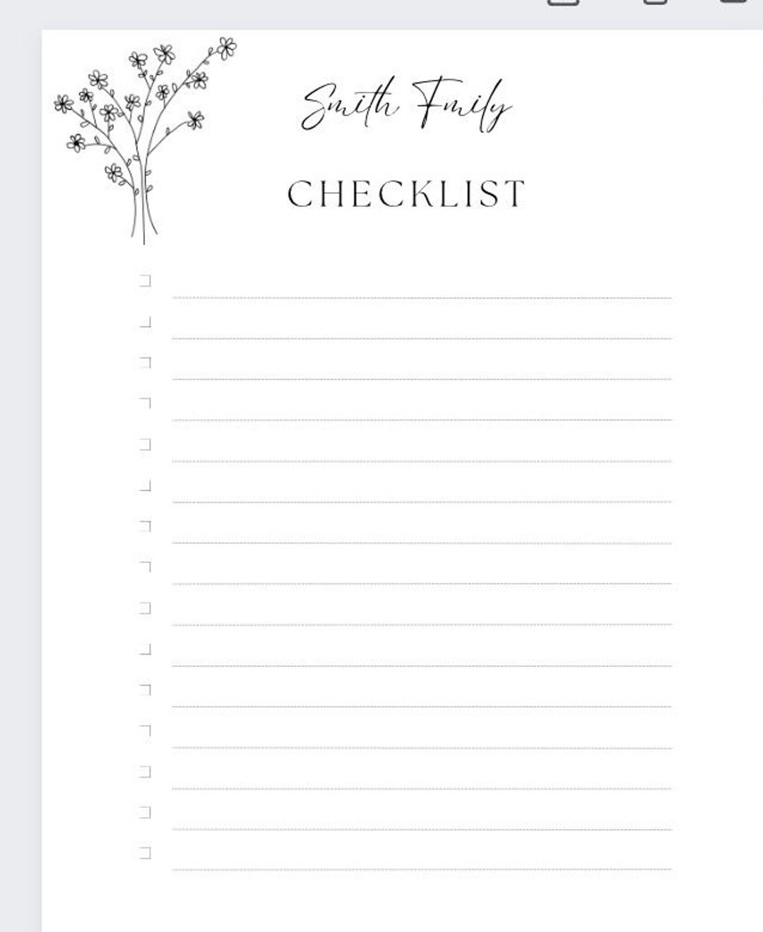 Personalized Family Checklist - Etsy