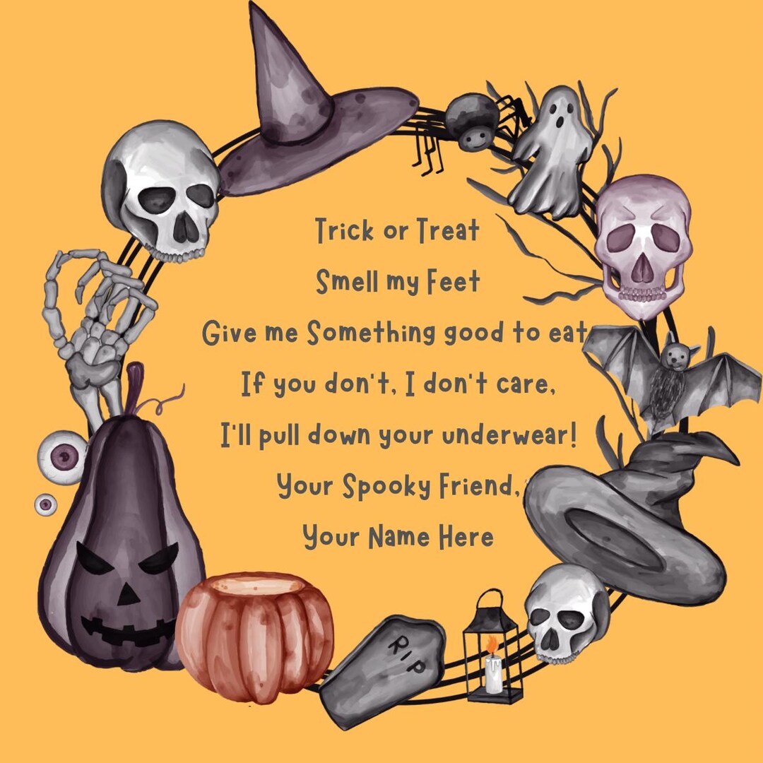 Halloween Circle Sticker Trick or Treat, Smell My Feet Poem. - Etsy