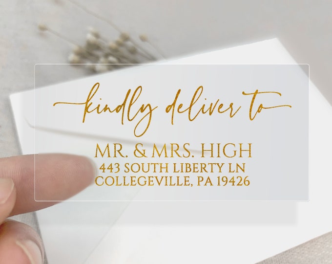 Printed Wraparound Label for Wedding Invitation Guest, Kindly Deliver ...