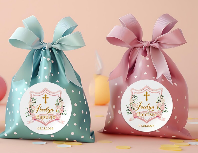 Personalized Baptism Stickers for Favors/baby Girl Dedication Stickers ...