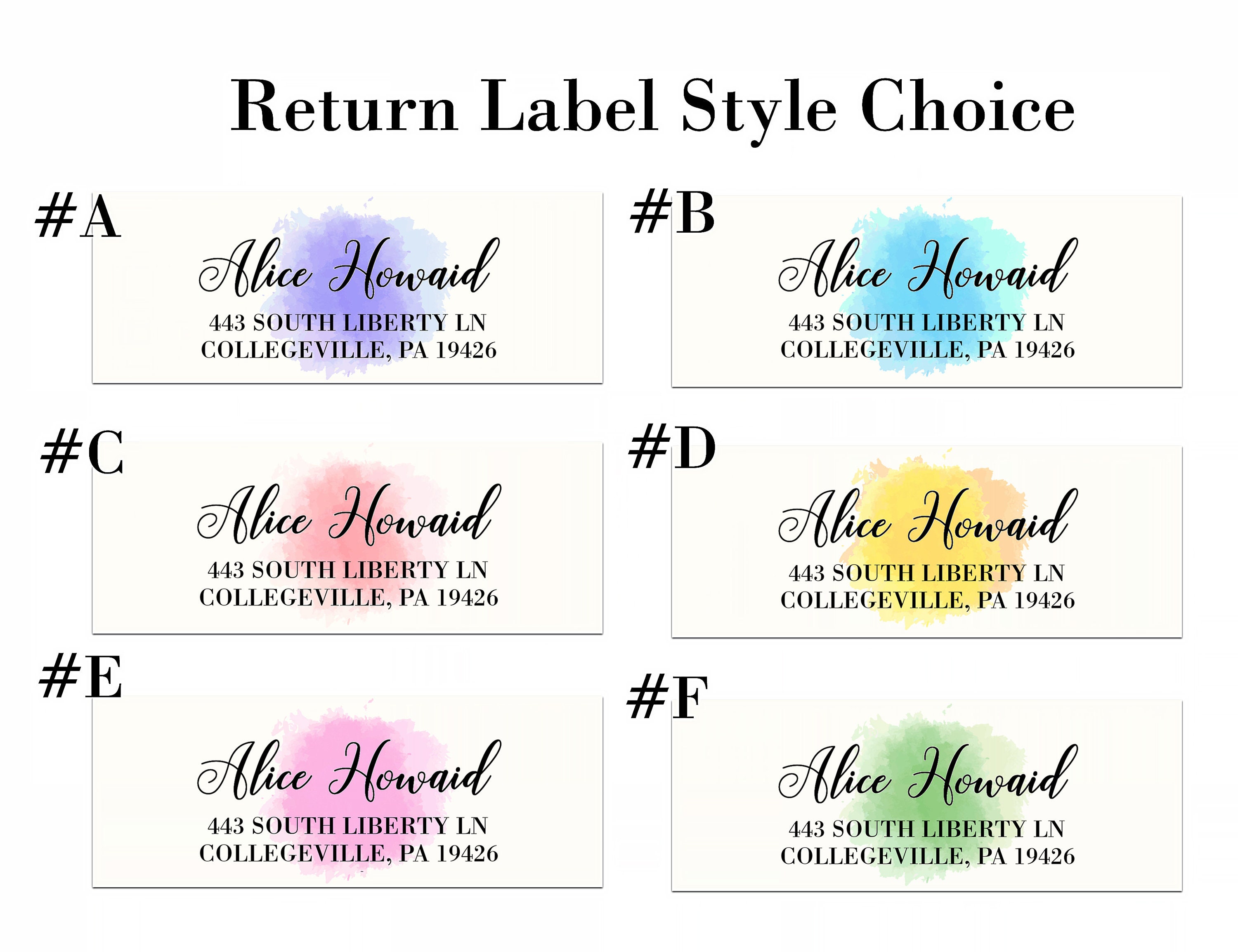 Watercolor Address Labels Personalized Watercolor Return Address Labels ...