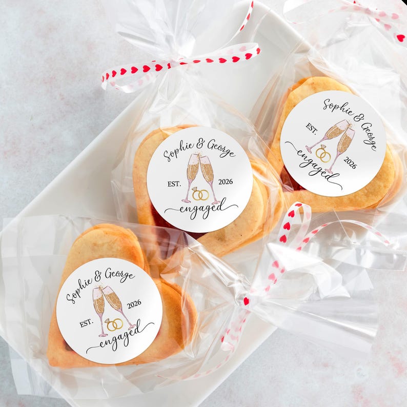 Personalized Engagement Stickers/custom Gift Stickers/engagement Party ...