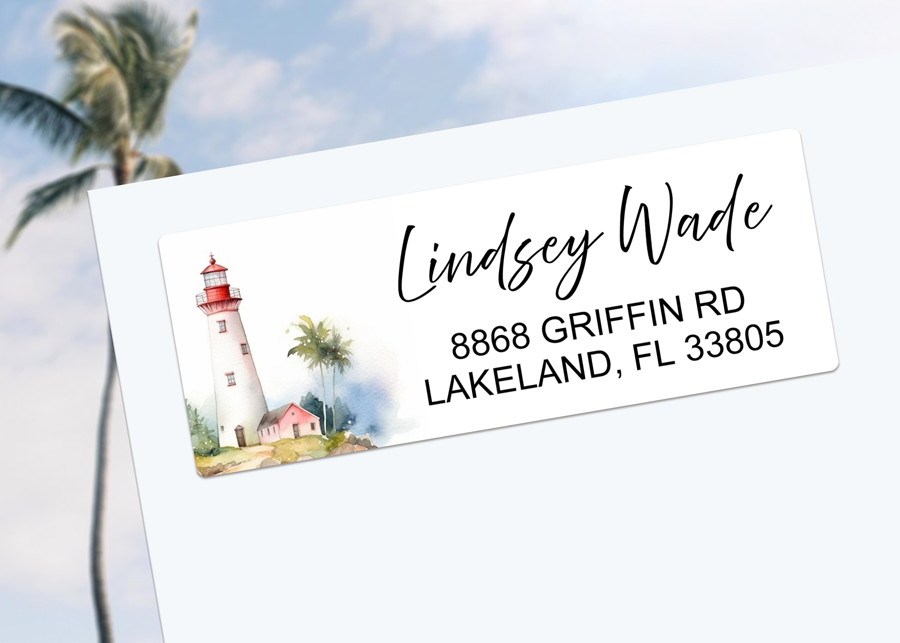 Holiday Address Label Tropical Island Sunset Stickers Summer Beach ...
