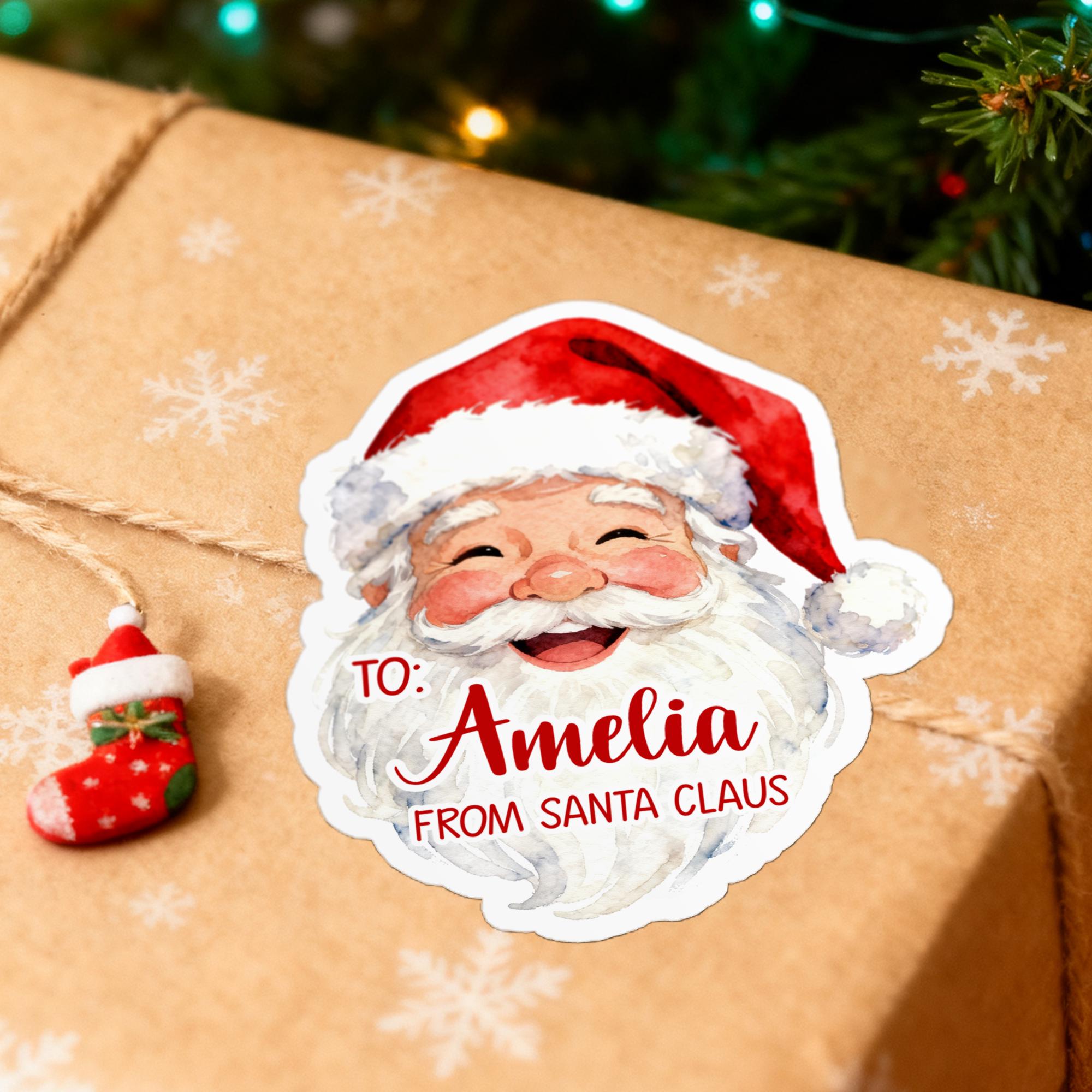 Personalized Santa Christmas Sticker/christmas Name Tag/custom Present ...