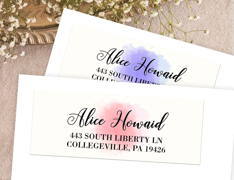 Watercolor Address Labels Personalized Watercolor Return Address Labels ...
