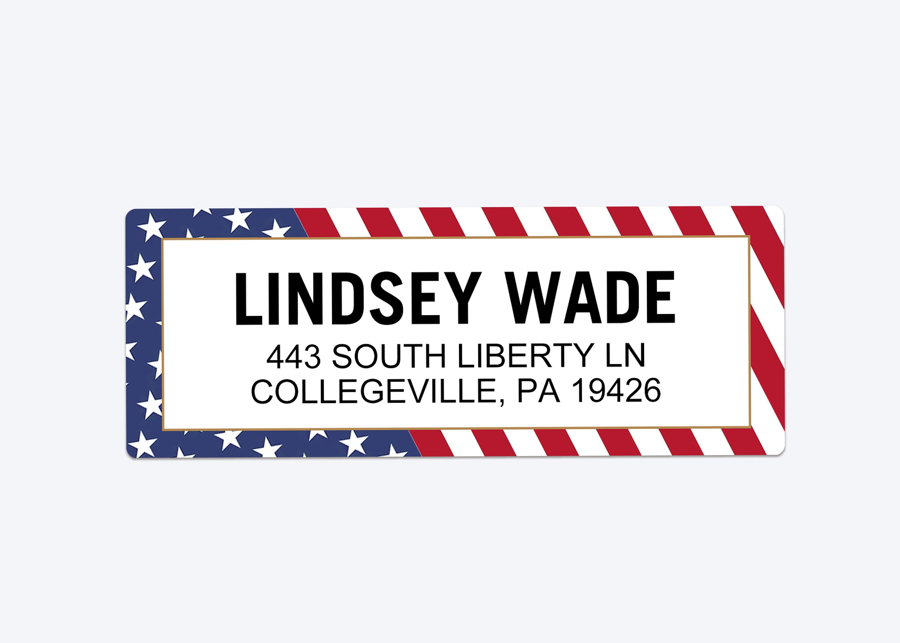 Patriotic Mailing Stickers/american Flag Personalized Return Address ...