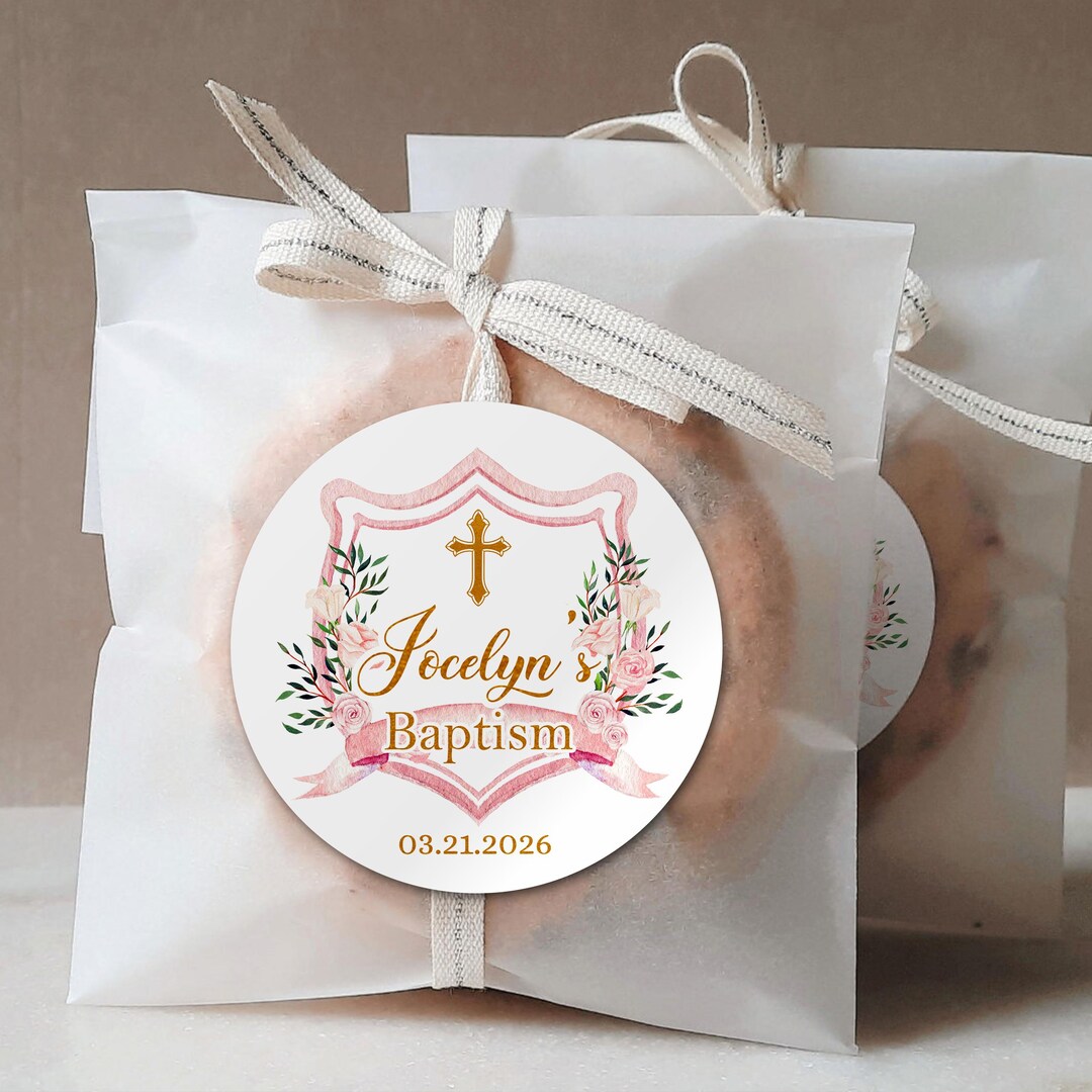 Personalized Baptism Stickers for Favors/baby Girl Dedication Stickers ...