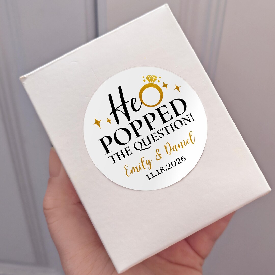 He Popped the Question Labels/engagement Party Popcorn Labels/custom ...