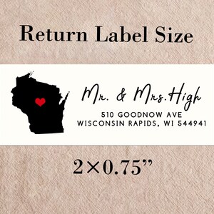 New Home Return Address Labels/usa Map Custom Personalized Heart Print ...