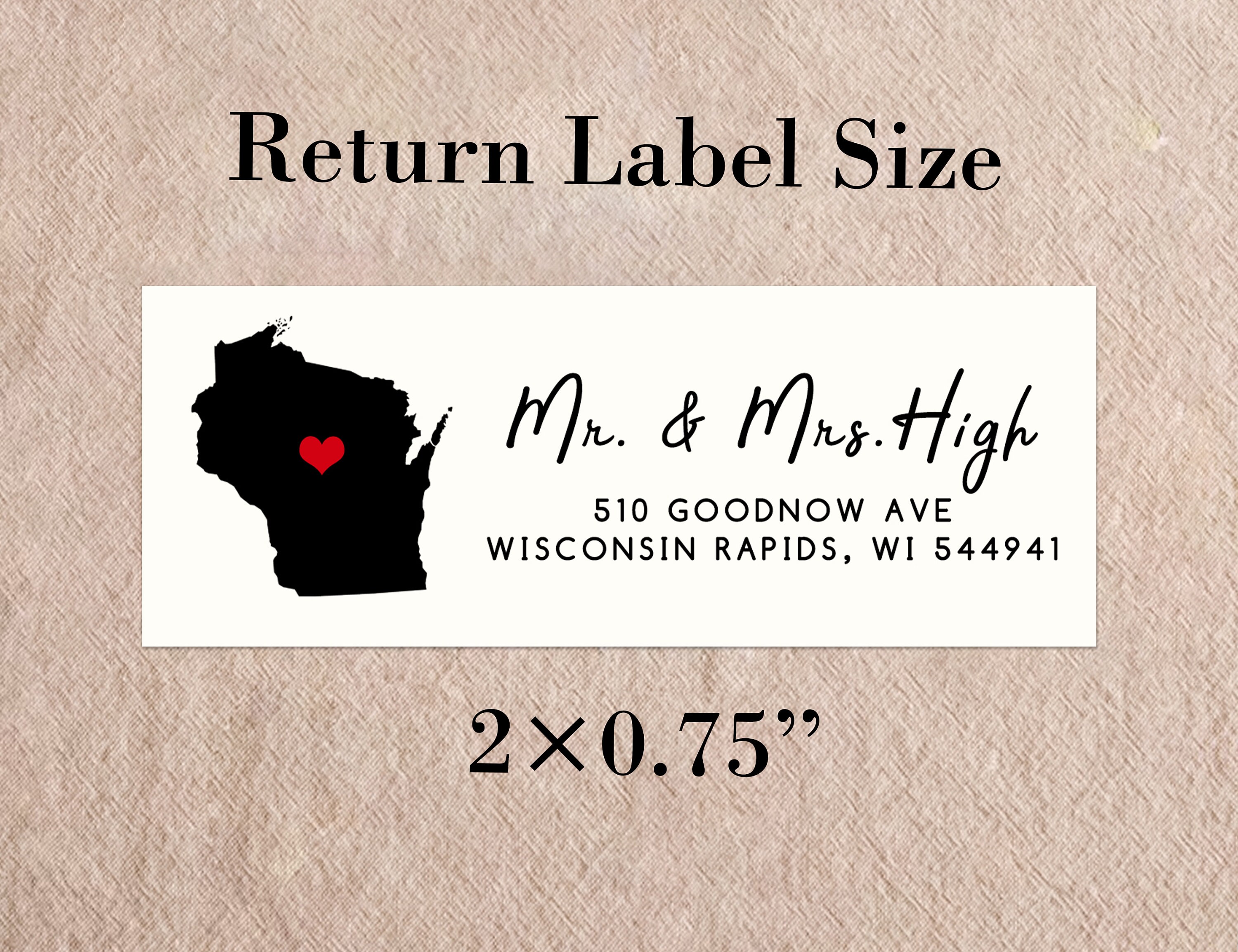 New Home Return Address Labels/usa Map Custom Personalized Heart Print ...