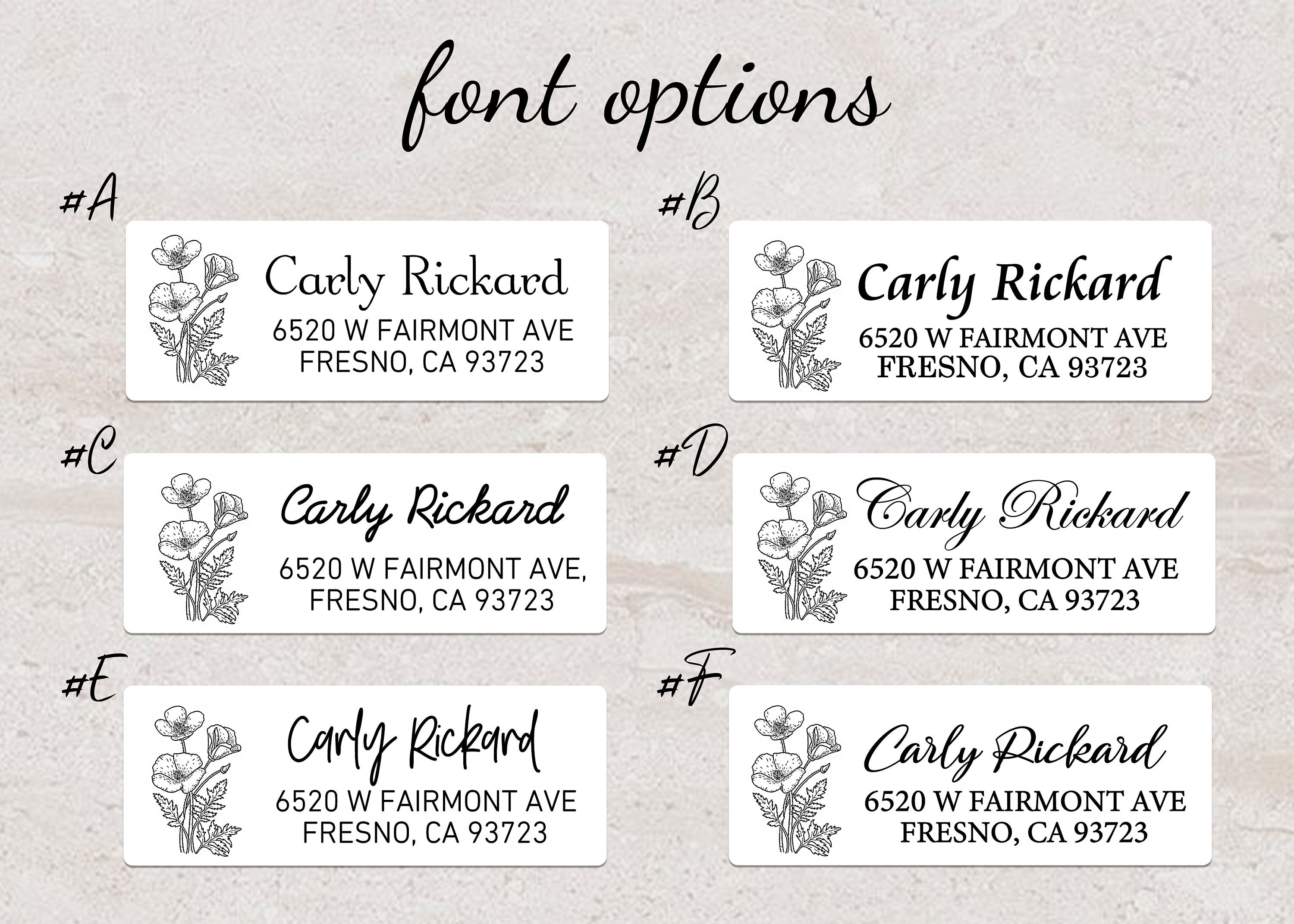 Floral Return Address Labels/american State Flowers Printed Mailing ...