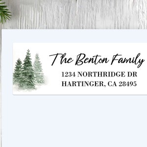 Watercolor Pine Trees Family Name Return Address Label/personalized ...