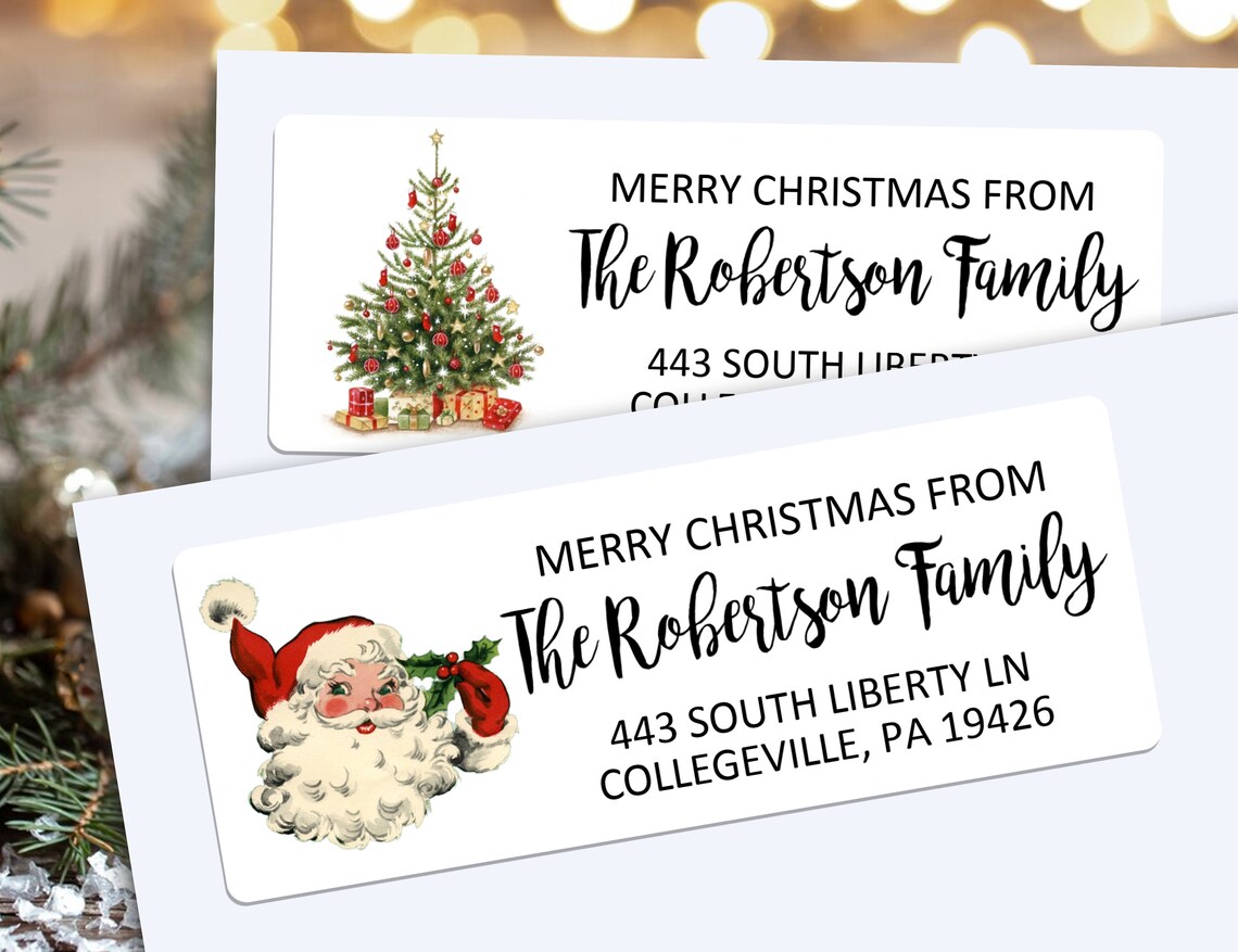 Personalized Holiday Address Labels Christmas Card Address Label Custom ...