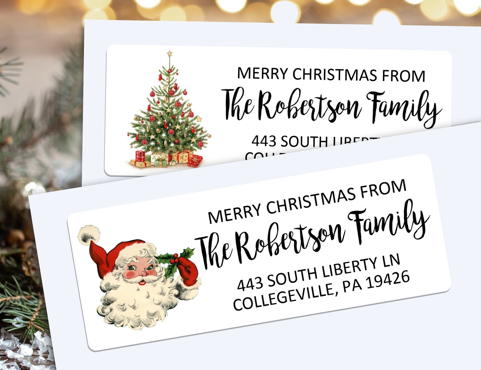 Personalized Holiday Address Labels Christmas Card Address Label Custom ...