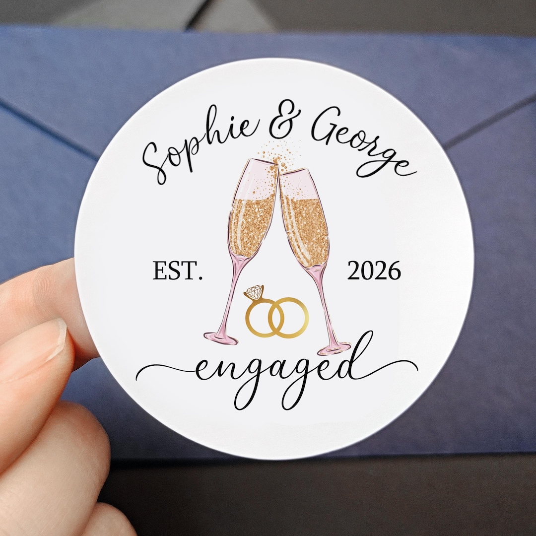 Personalized Engagement Stickers/custom Gift Stickers/engagement Party ...