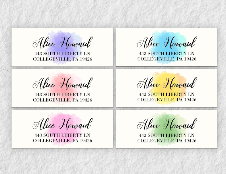 Watercolor Address Labels Personalized Watercolor Return Address Labels ...